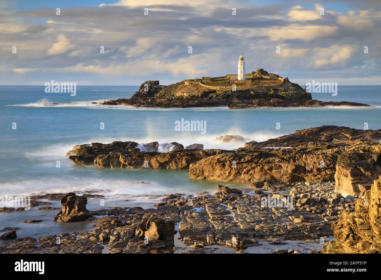 Godrevy Lighthouse in Cornwall Stock Photo - Alamy