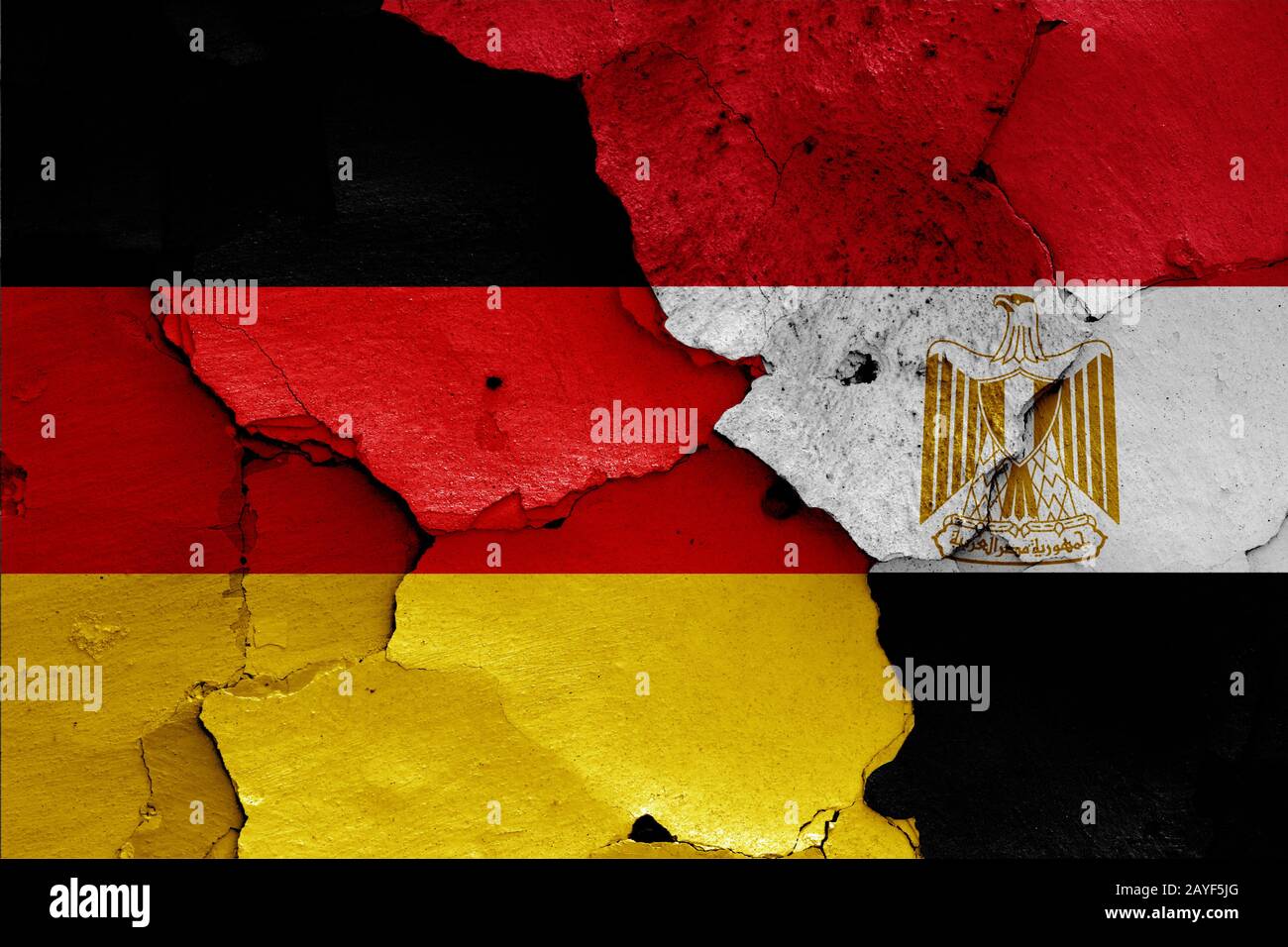 flags of Germany and Egypt painted on cracked wall Stock Photo - Alamy