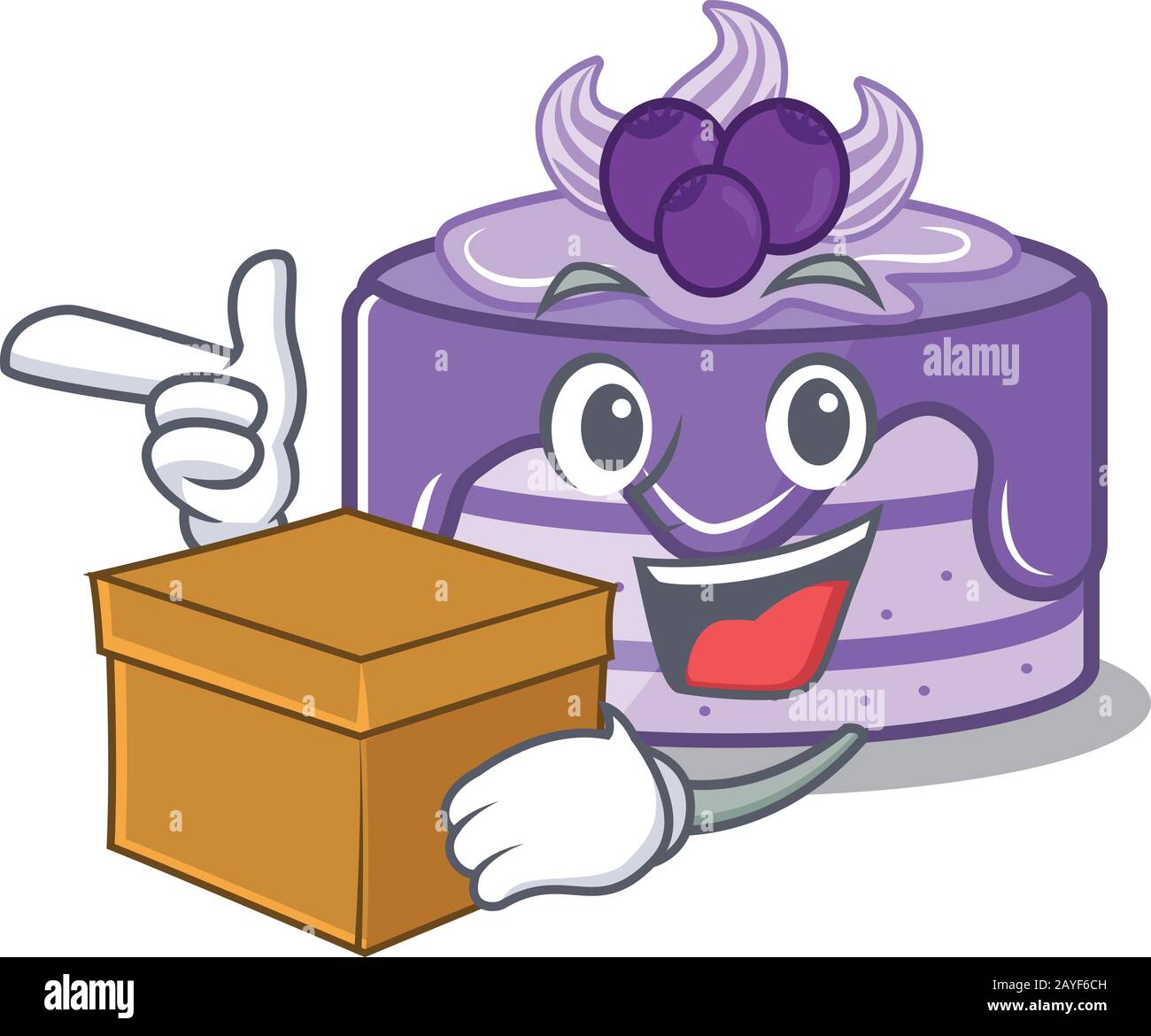 Cute blueberry cake cartoon character having a box Stock Vector Image ...