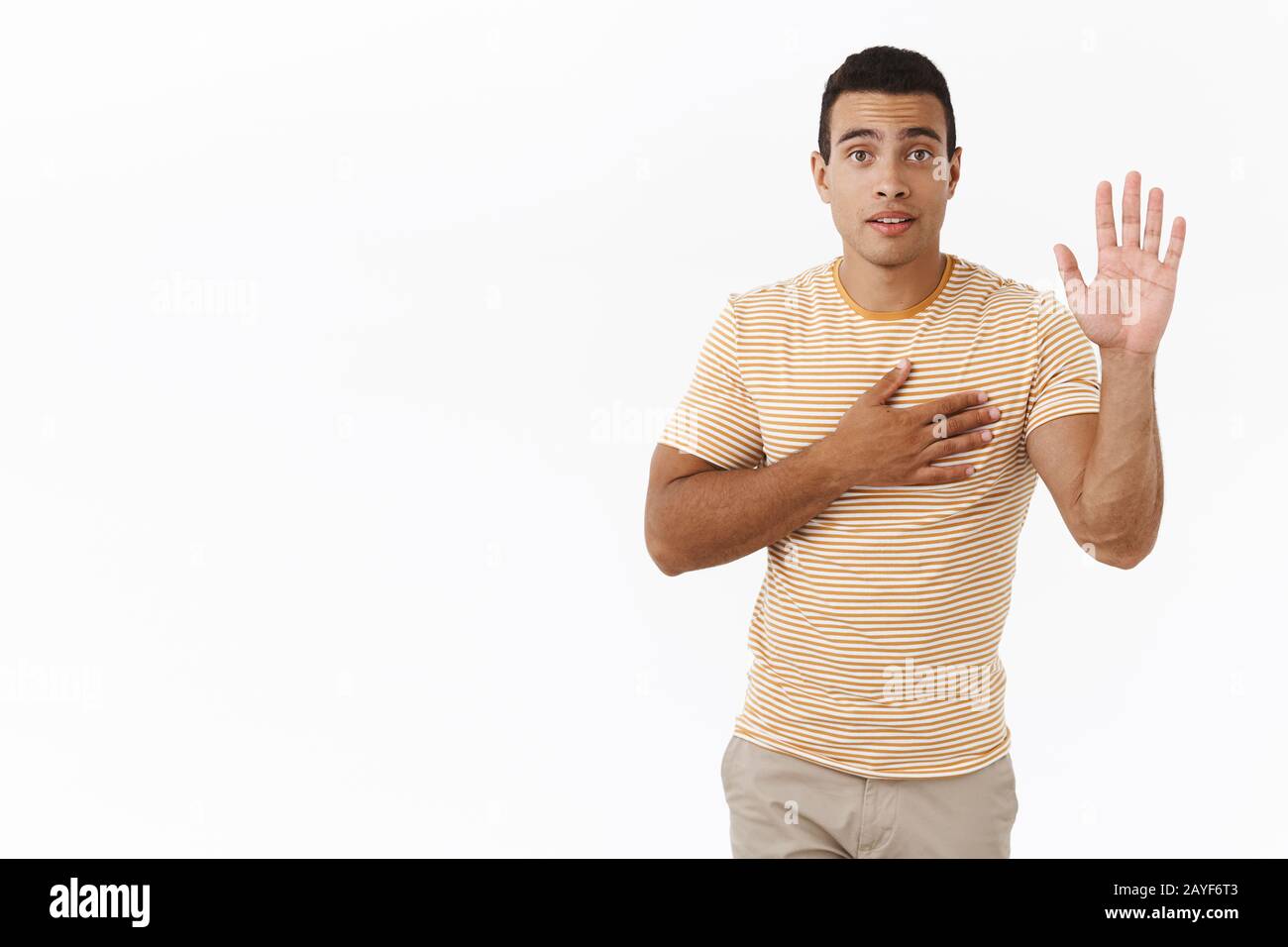 Guy raising hand smiling Cut Out Stock Images & Pictures - Alamy