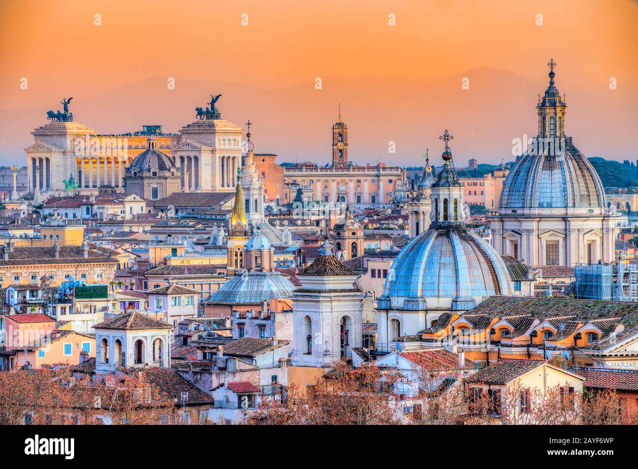 Wonderful view of Rome skyline at sunset, Italy Stock Photo - Alamy