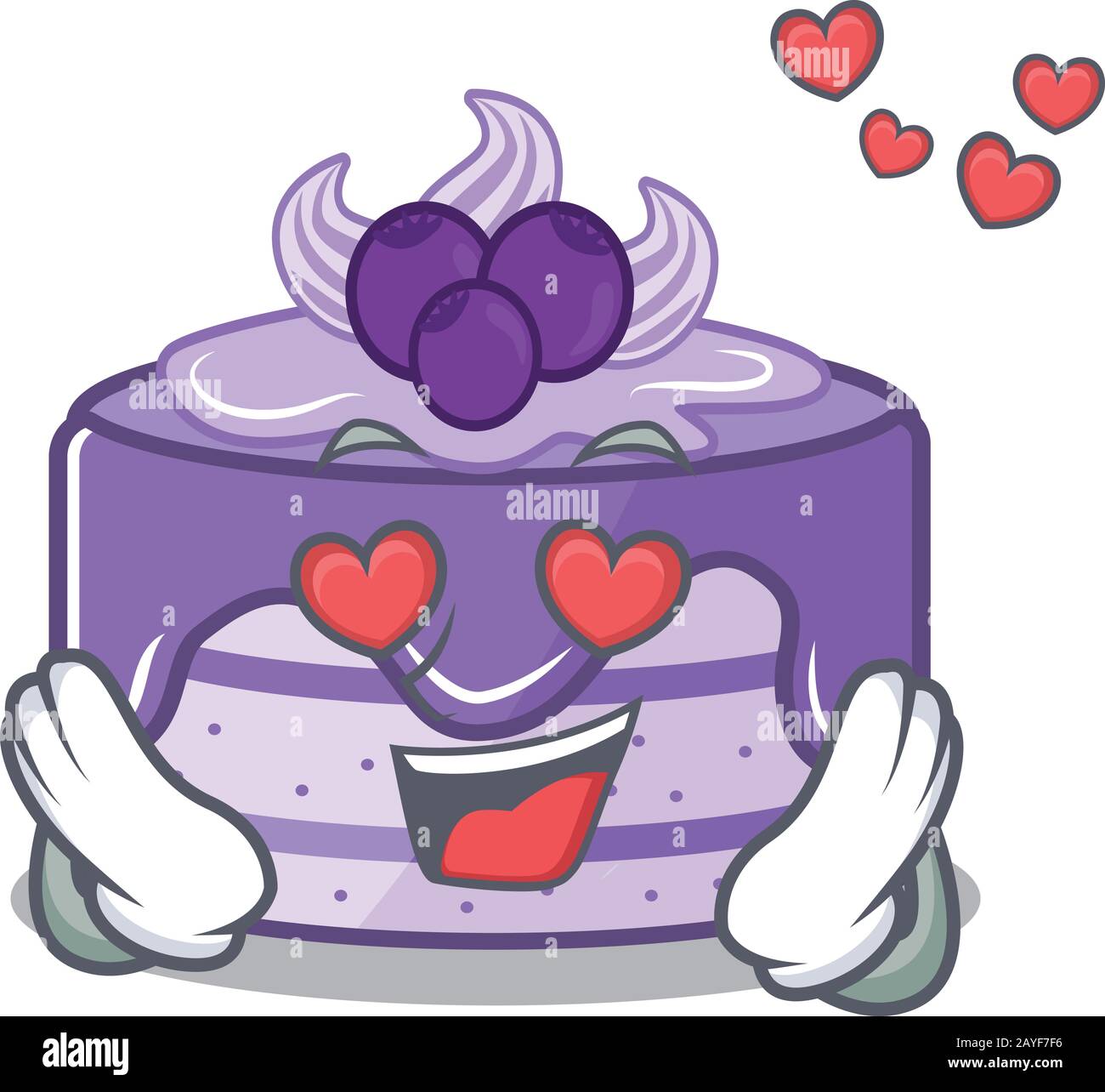 Romantic falling in love blueberry cake cartoon character concept Stock ...