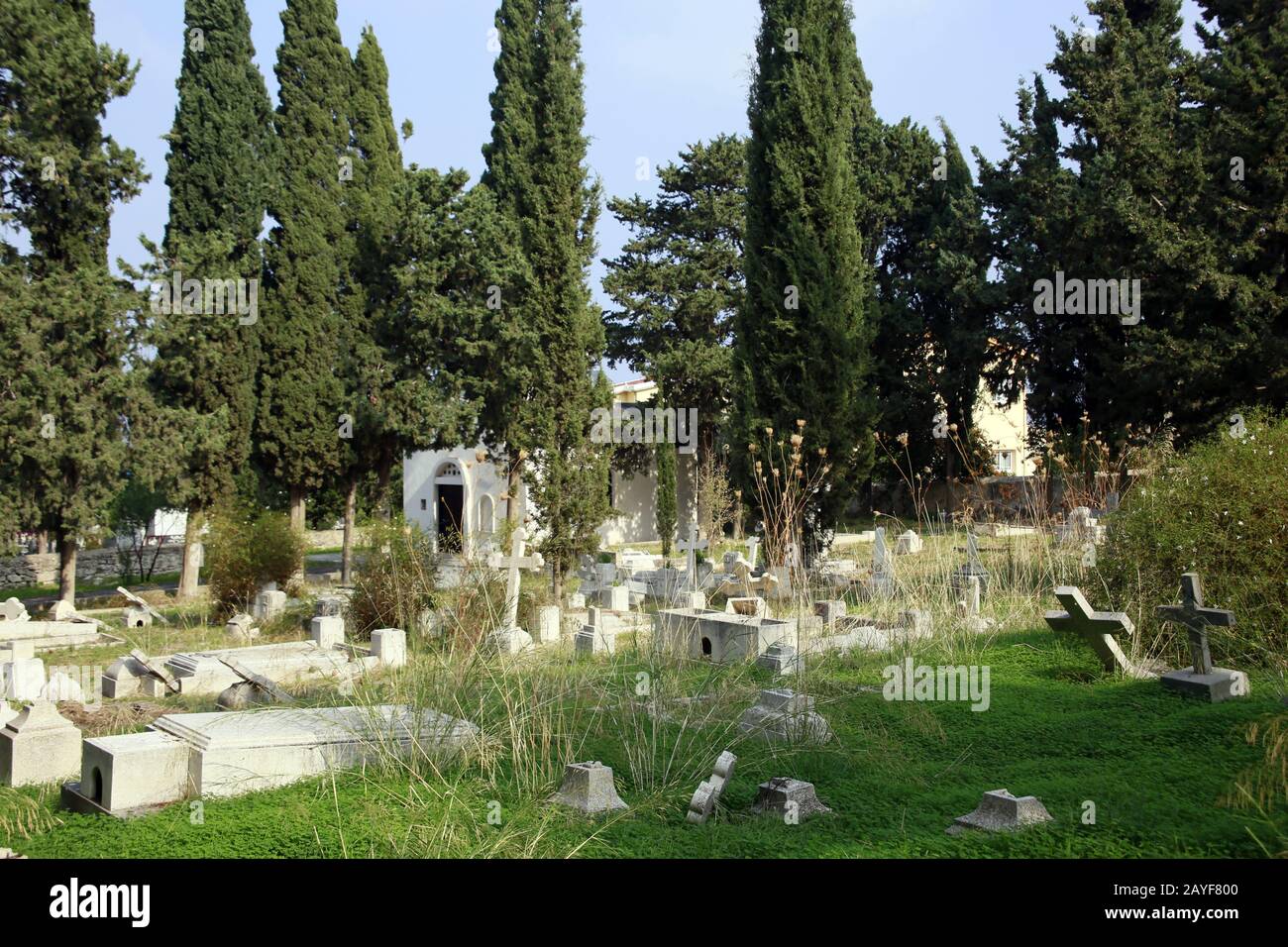 Greek Orthodox Cemetery, abandoned after the civil war Stock Photo - Alamy