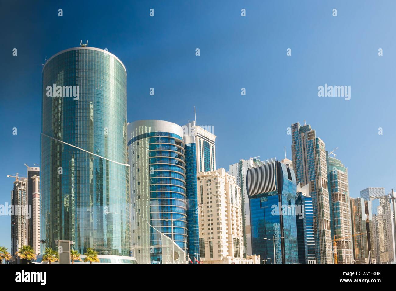 Skyscrapers on clear sky background Stock Photo - Alamy