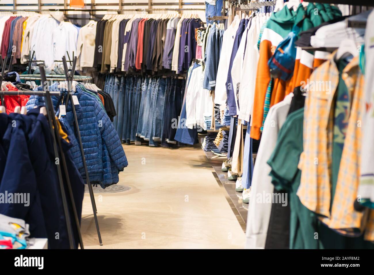 Clothes section interior Stock Photo - Alamy