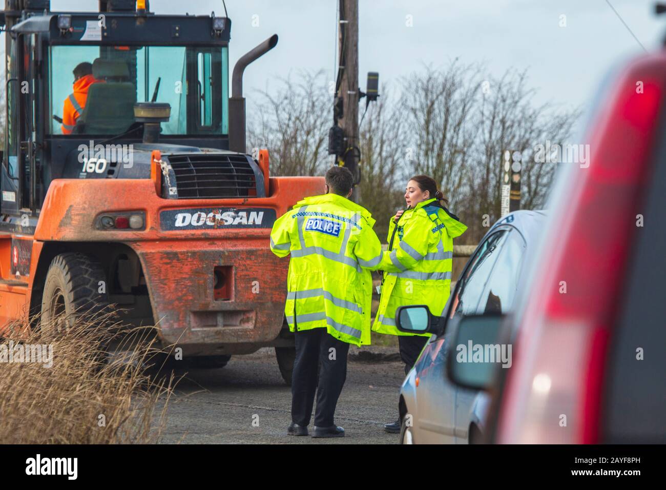 Two Police Constables Attending Scene of Road Traffic Accident Stock ...