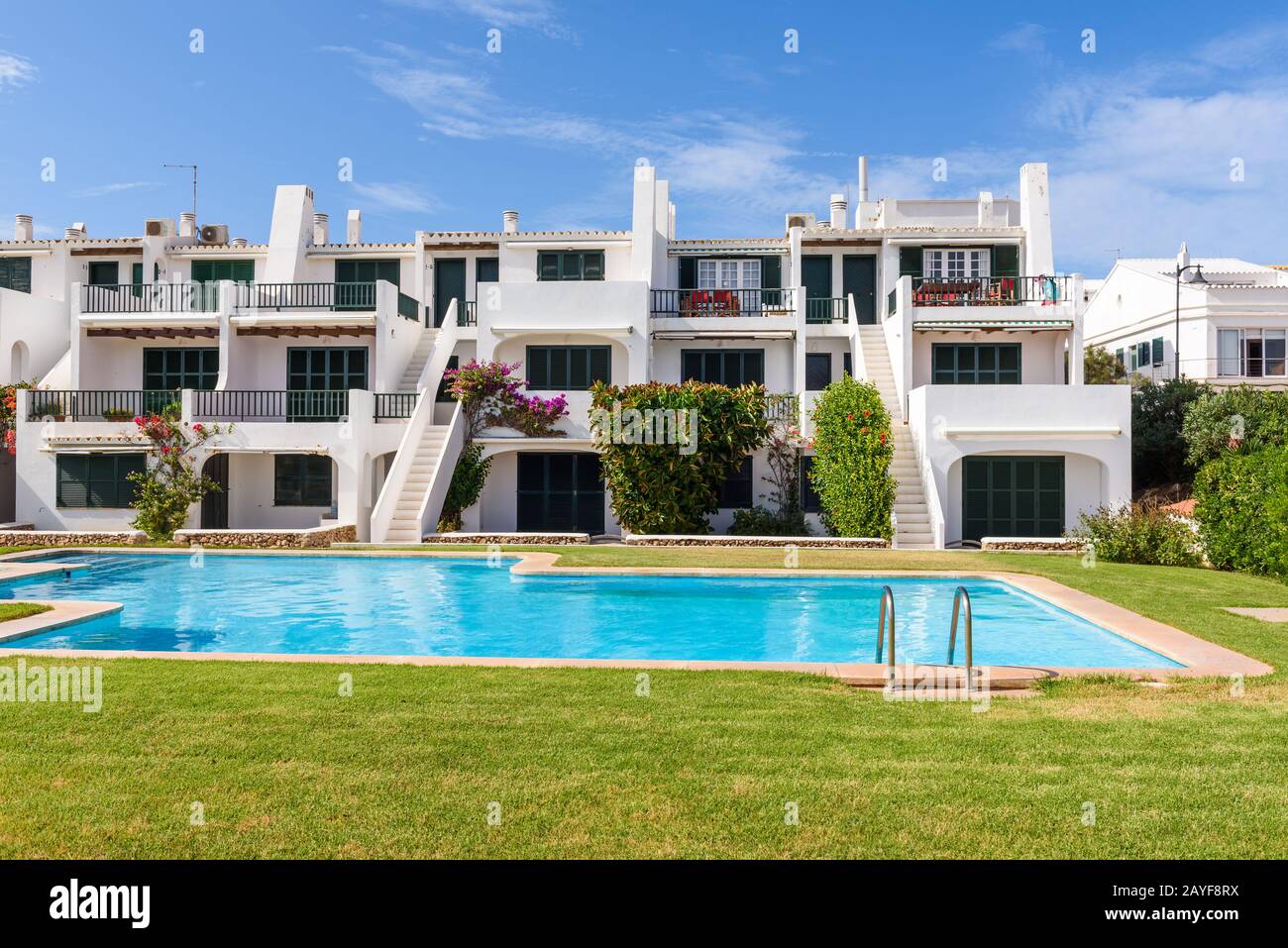 Minorca, Spain - October 12, 2019: Summer villas with swimming pool in ...