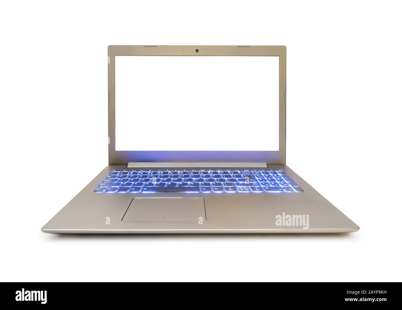 Notebook computer with blue keyboard backlight Stock Photo - Alamy