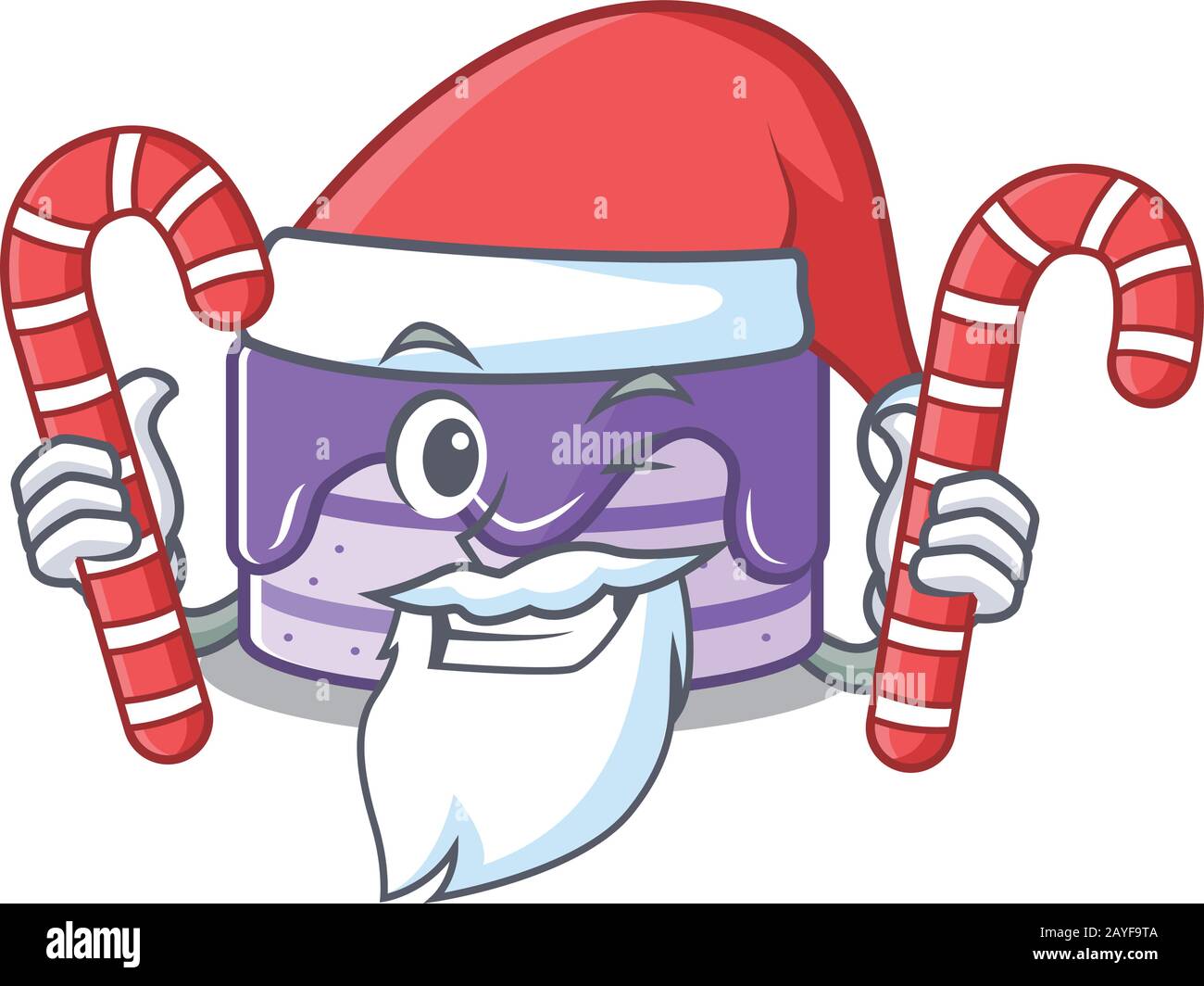 Blueberry cake Cartoon character wearing Santa costume bringing a candy ...