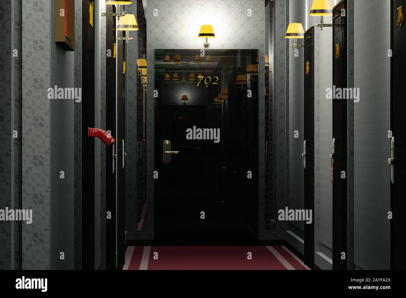 Fancy Hotel Corridor Interior 3D Illustration Stock Photo - Alamy