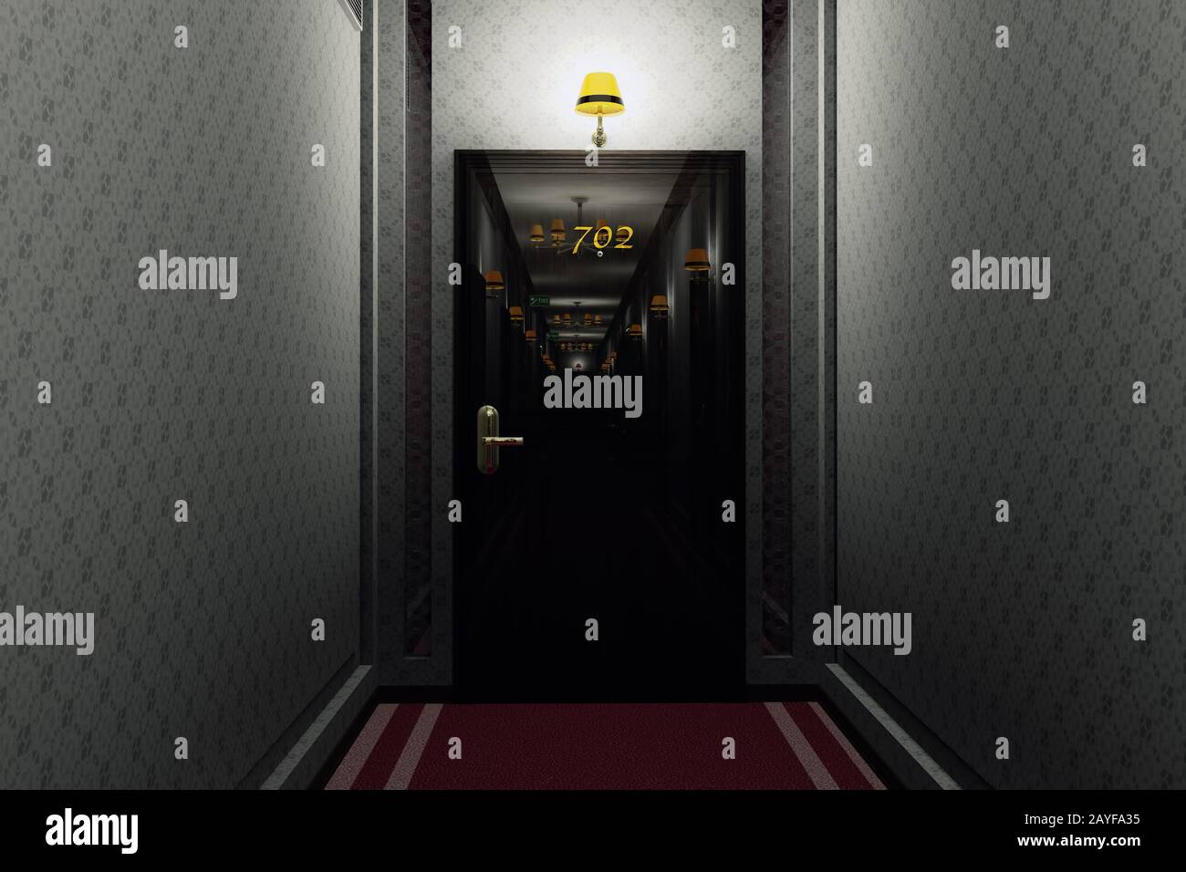 Fancy Hotel Corridor Interior 3D Illustration Stock Photo - Alamy