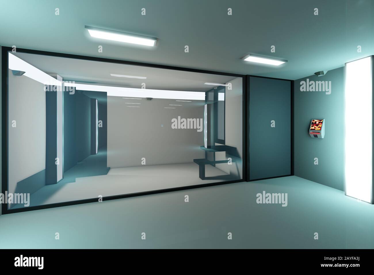 Hi-Tech Lockup Prison Cell 3D Illustration Stock Photo - Alamy