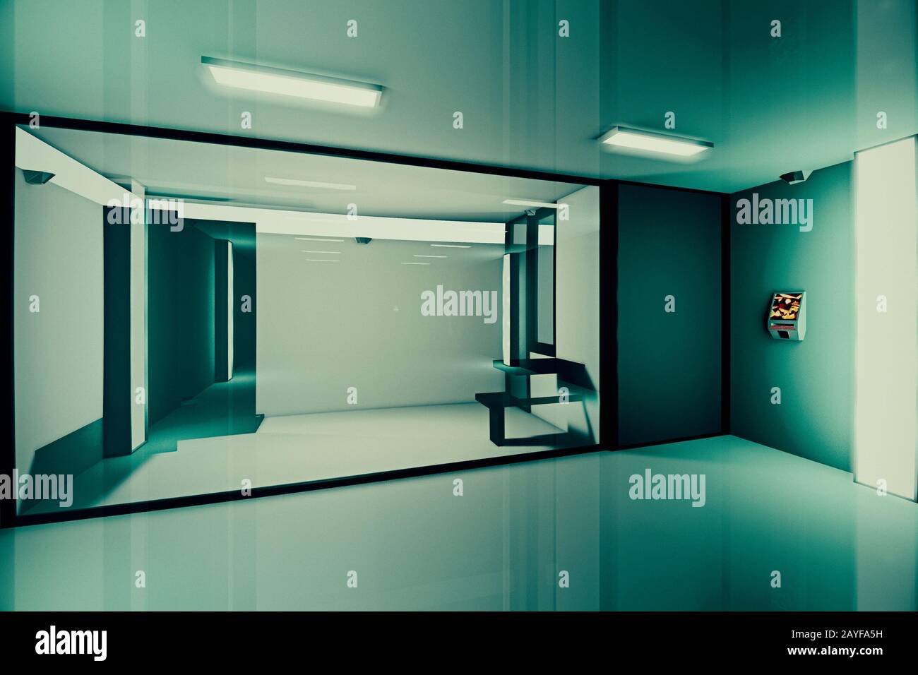 Hi-Tech Lockup Prison Cell 3D Illustration Stock Photo - Alamy