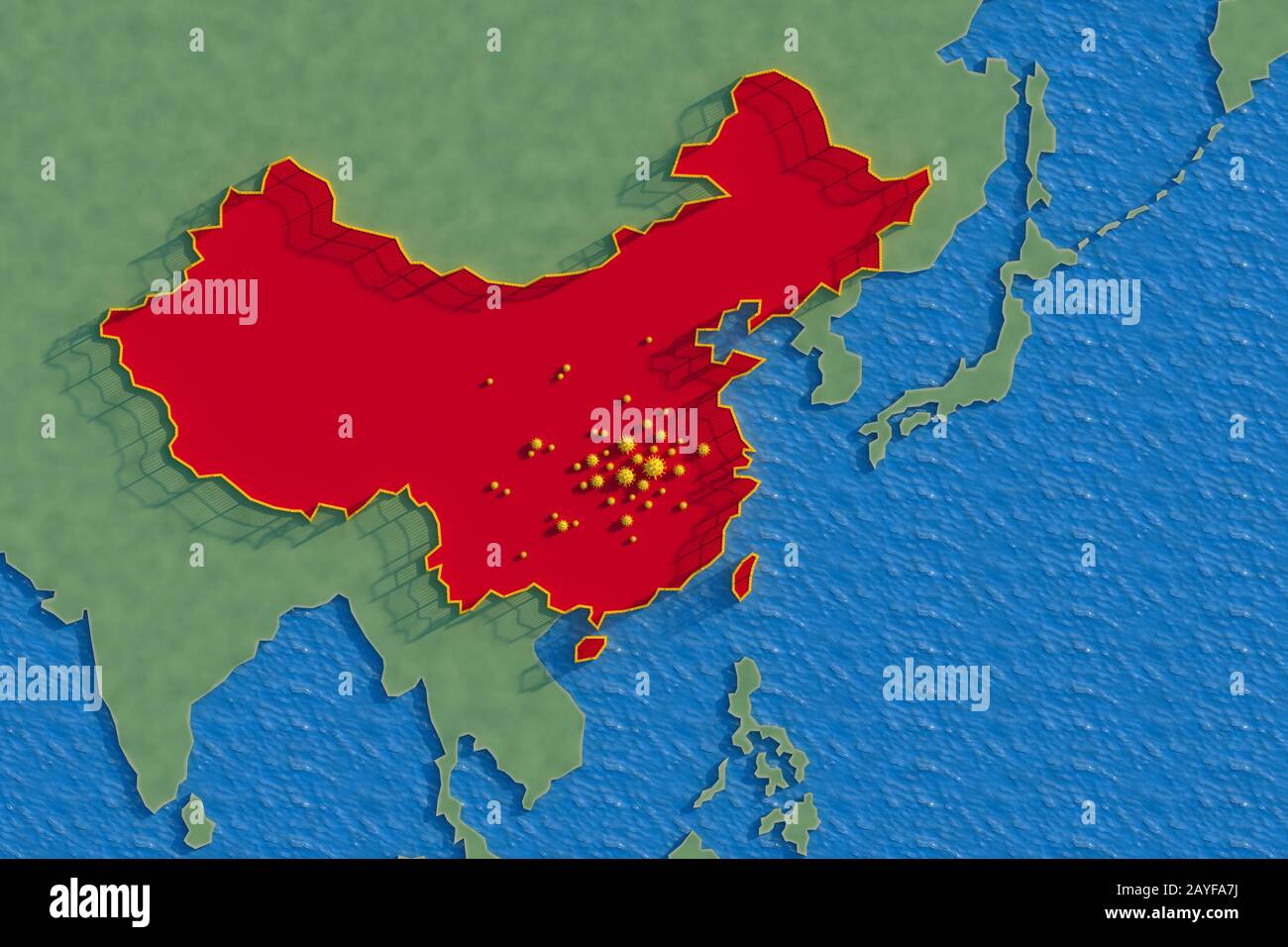 Partial map of the world showing republic of china isolated from the ...