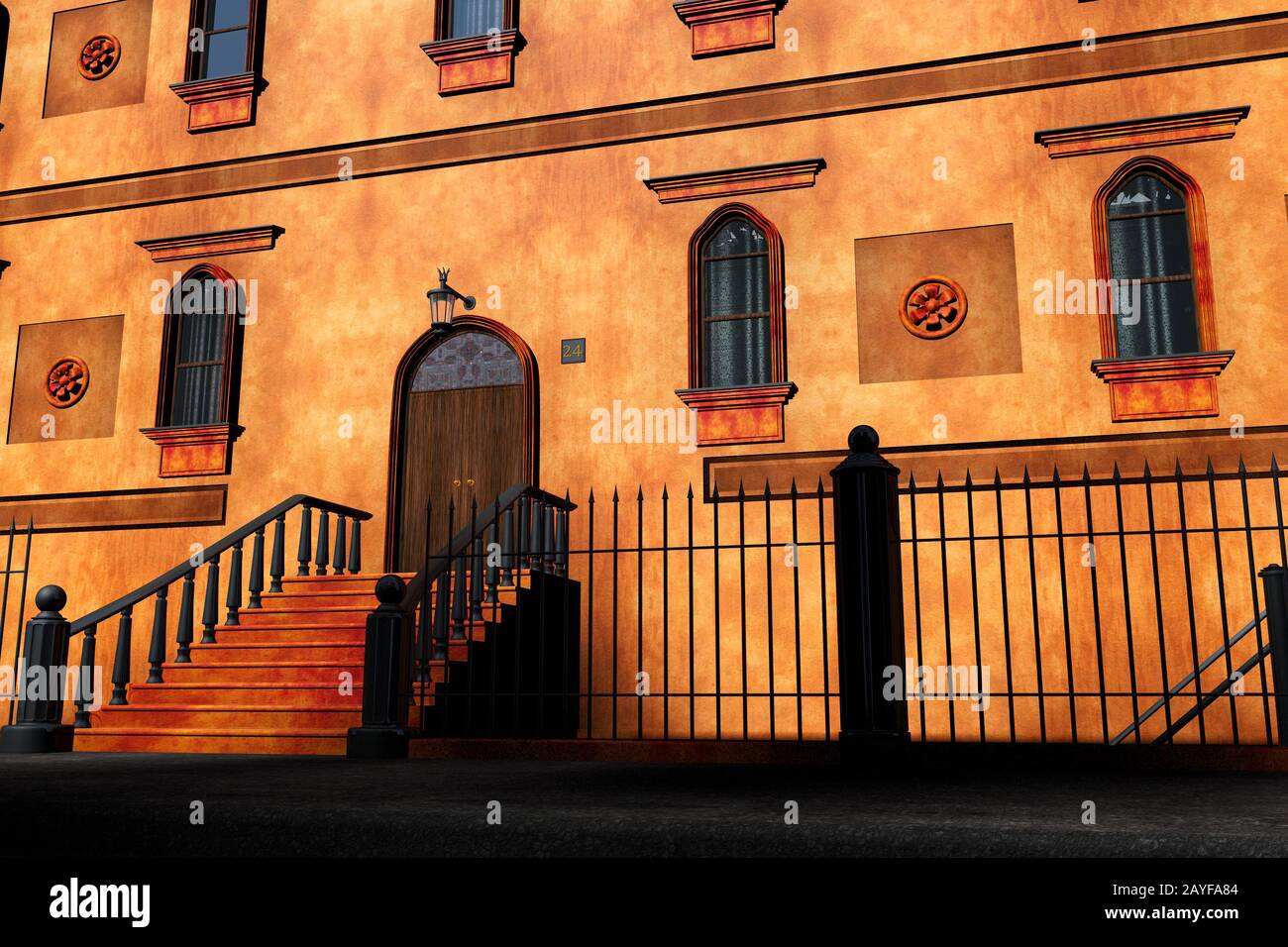 Fancy New York City Style Building Facade 3D Illustration Stock Photo ...