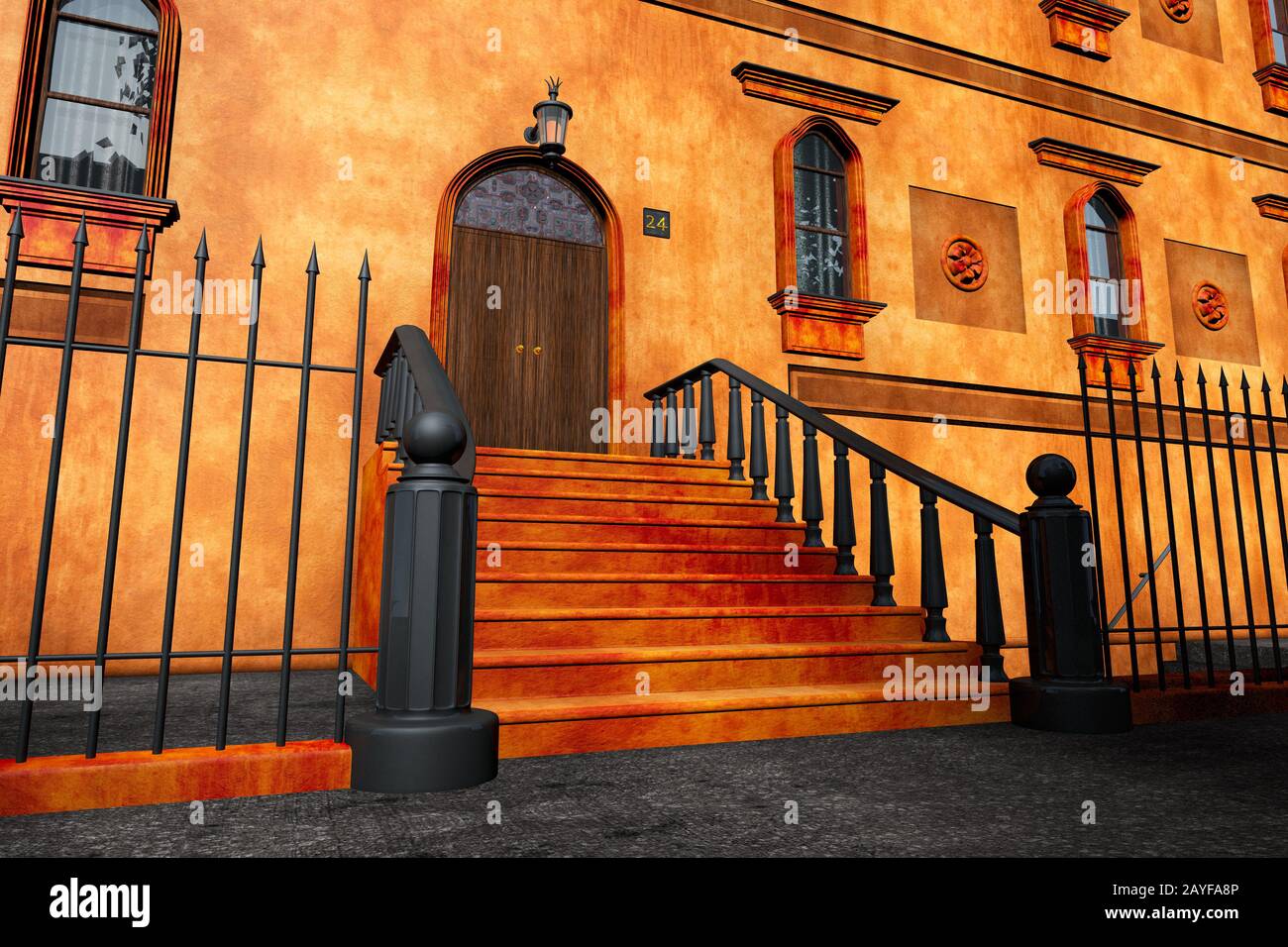 Fancy New York City Style Building Facade 3D Illustration Stock Photo ...