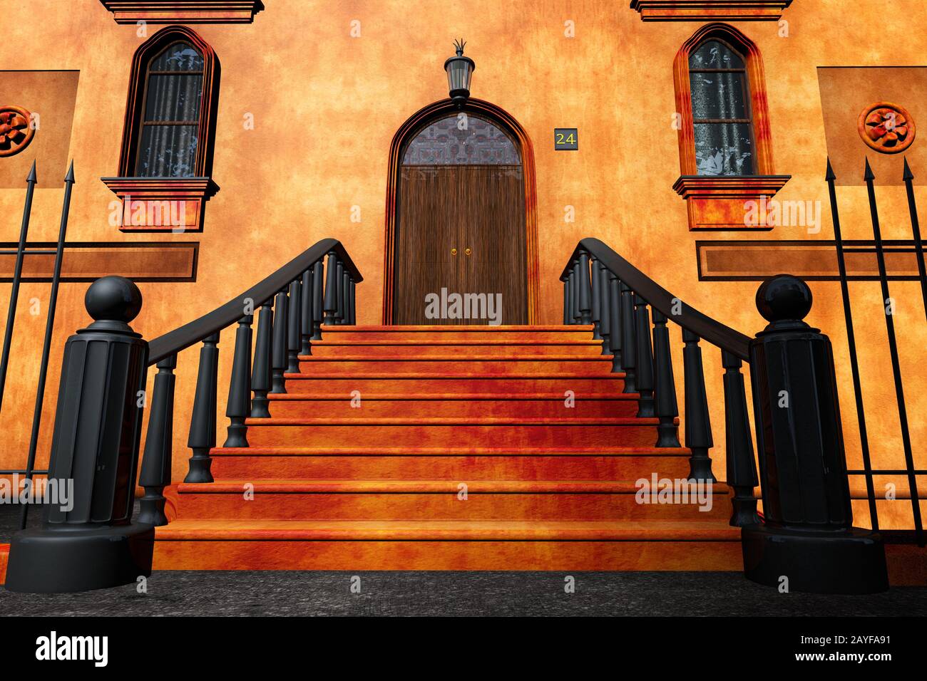 Fancy New York City Style Building Facade 3D Illustration Stock Photo ...