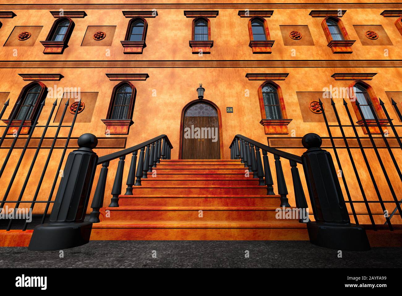 Fancy New York City Style Building Facade 3D Illustration Stock Photo ...