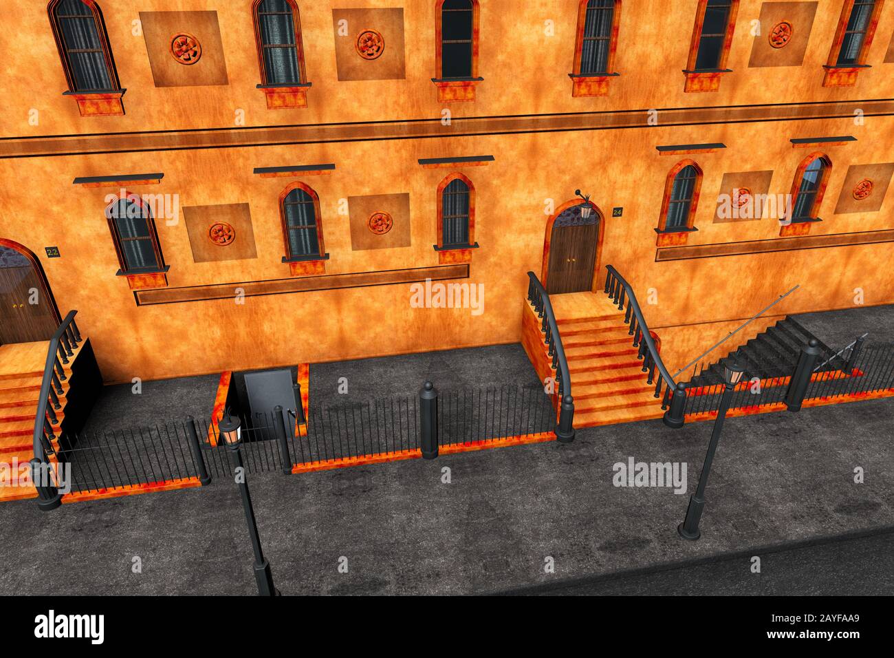 Fancy New York City Style Building Facade 3D Illustration Stock Photo ...