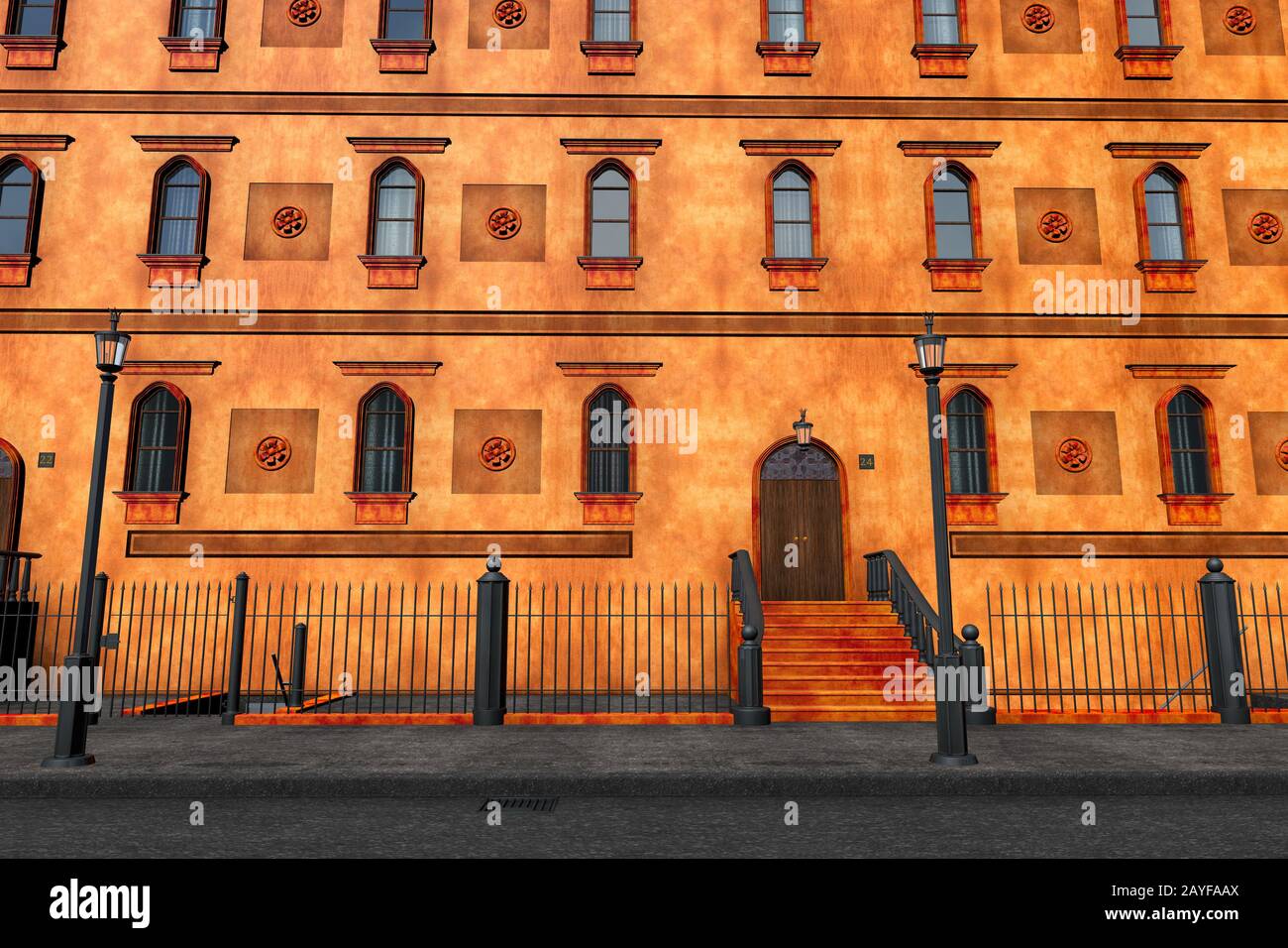 Fancy New York City Style Building Facade 3D Illustration Stock Photo ...