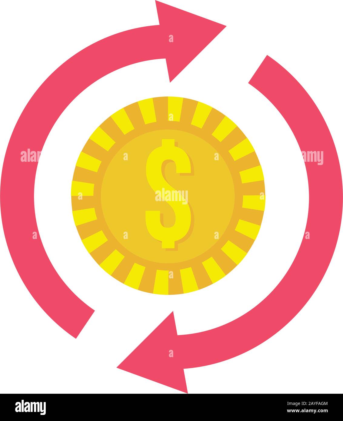 coin money dollar with arrows around flat style Stock Vector Image ...
