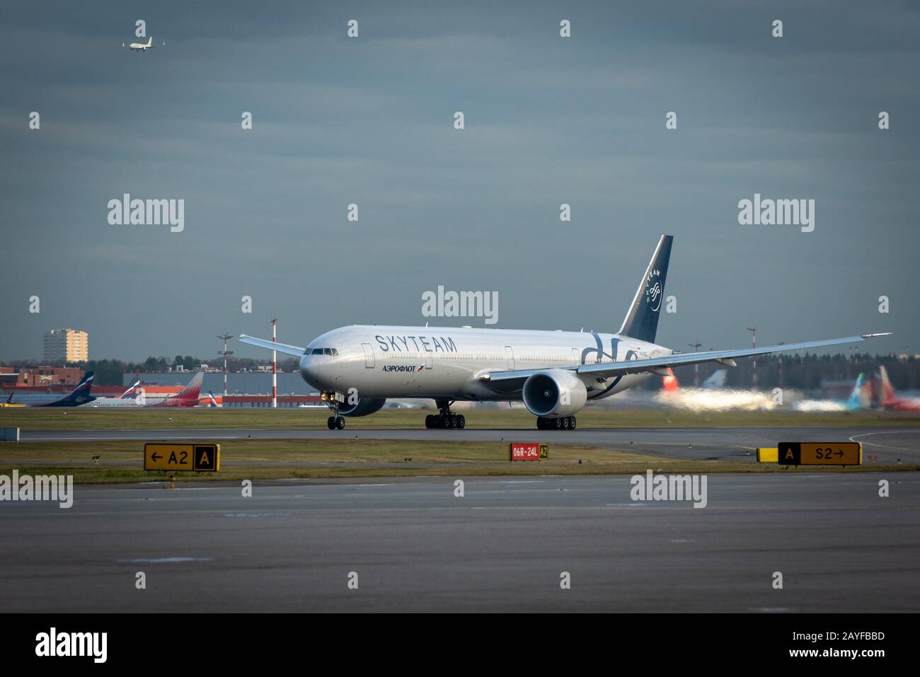 October 29, 2019, Moscow, Russia. Plane Boeing 777-300 Aeroflot ...