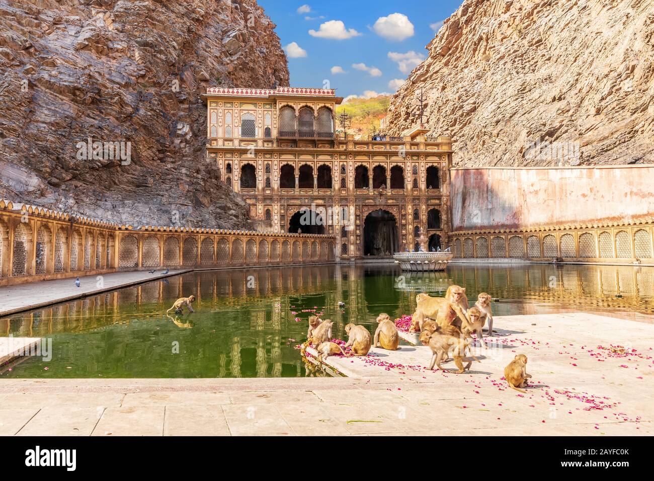 Galta Ji Temple or Monkey Temple complex in Jaipur, India Stock Photo ...