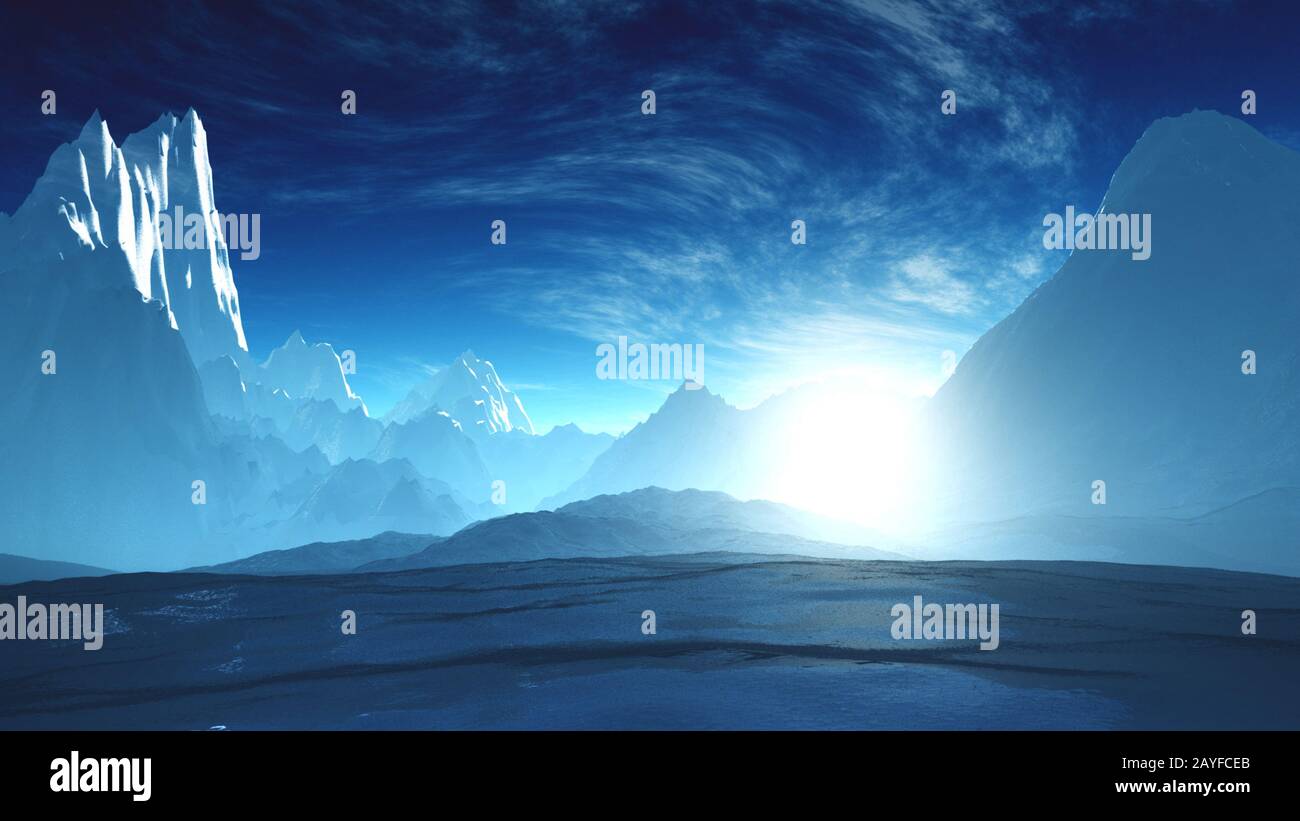 Antarctica Ice Field and Mountains 3D Illustration Stock Photo - Alamy