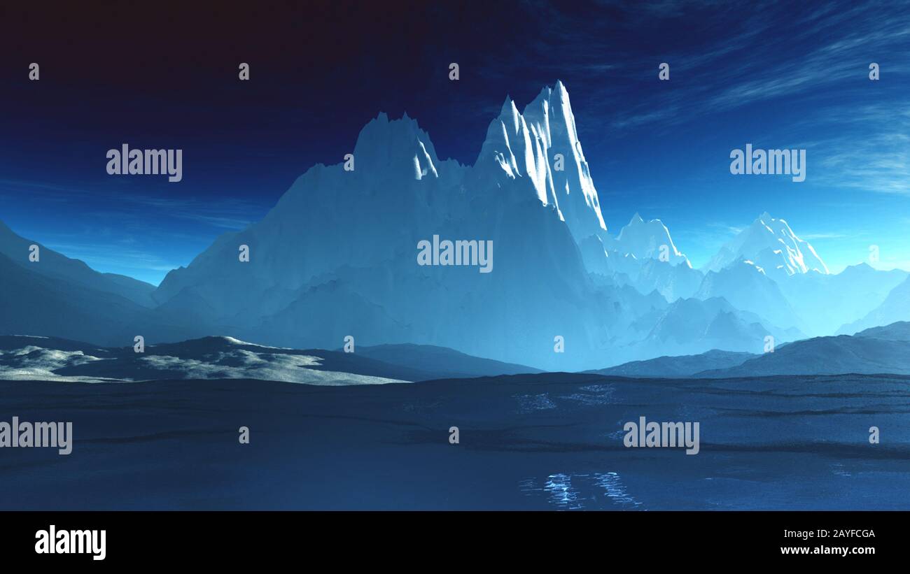 Antarctica Ice Field and Mountains 3D Illustration Stock Photo - Alamy