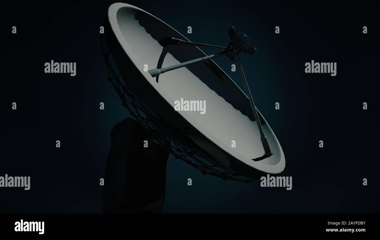 Radio Telescope Antenna Observatory Array, Dish at Night 3D ...