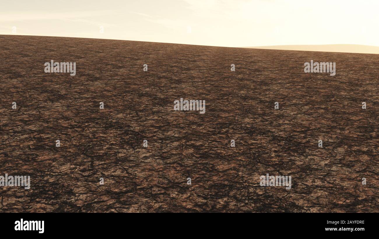 Huge Drought Plain Global Warming and Climate Change 3D Illustration ...