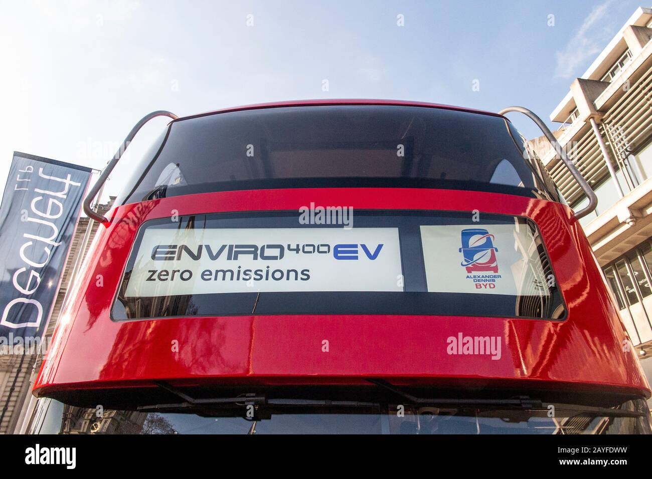 A brand new 100% electric Enviro 400 bus on display at the UK Bus ...