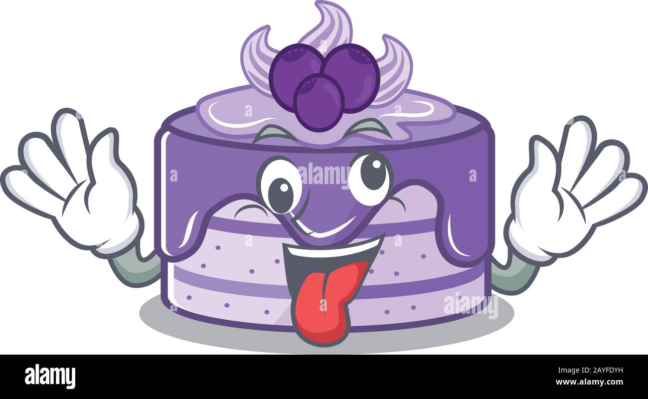 Cute sneaky blueberry cake Cartoon character with a crazy face Stock ...