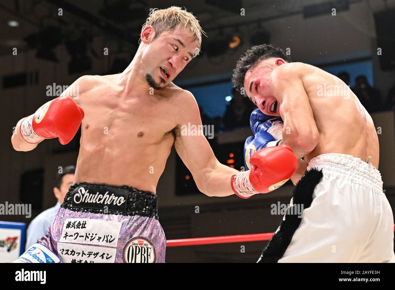 Tokyo, Japan. 13th Feb, 2020. (L-R) Shuichiro Yoshino, Izuki Tomioka ...