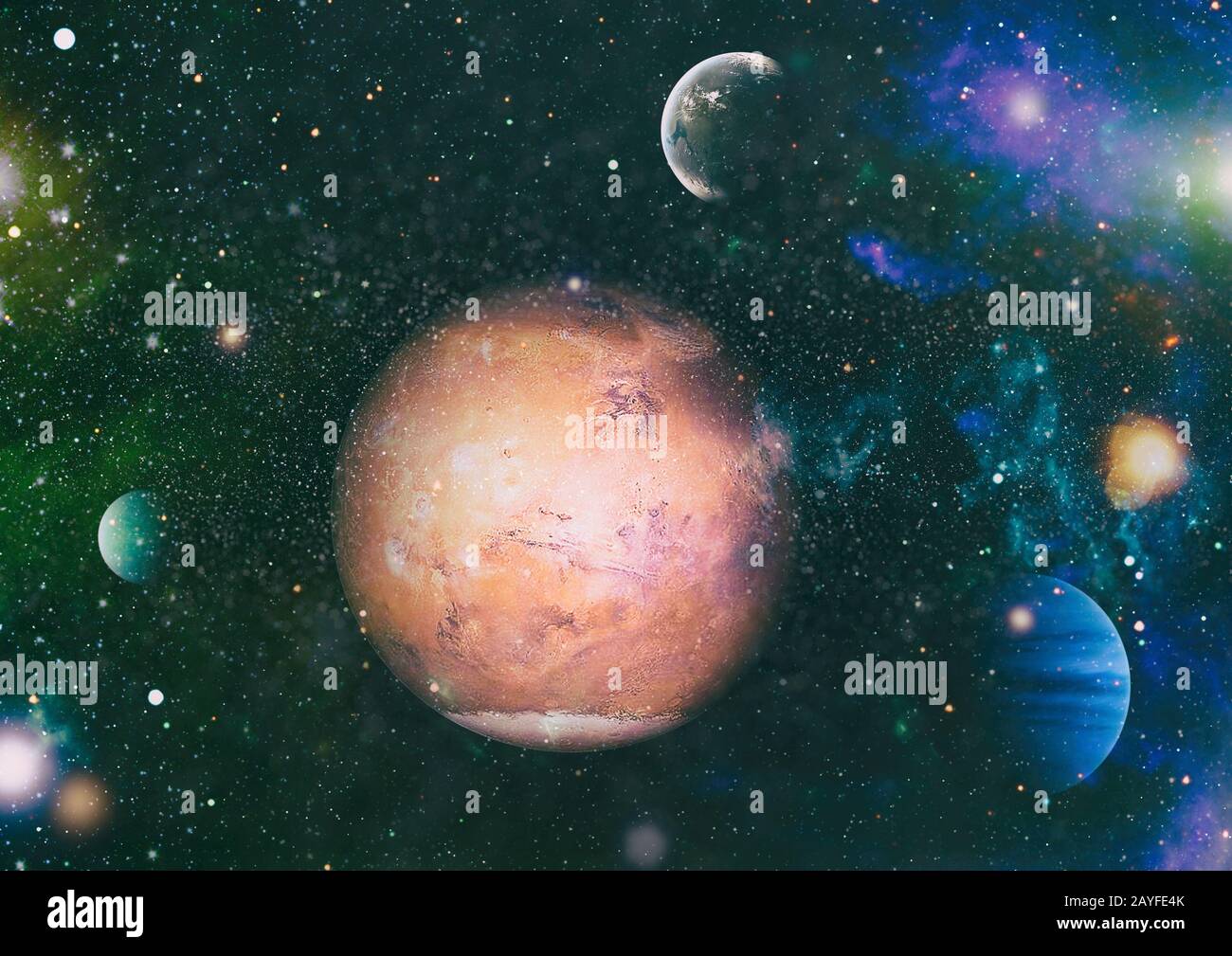 Space background with red nebula and stars. Elements of this image ...