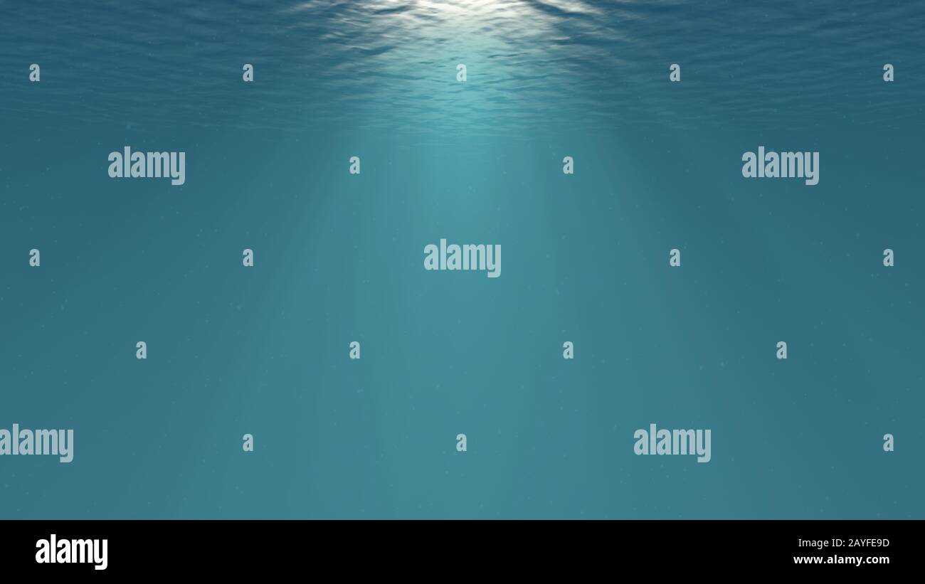 Lightrays Shining through Deep Ocean Water Surface Backdrop for Aquatic ...