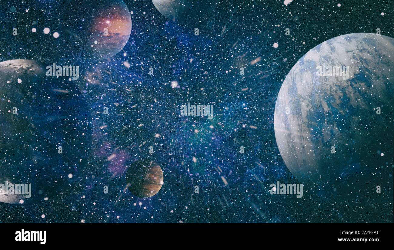 Stars of a planet and galaxy in a free space. Elements of this image ...