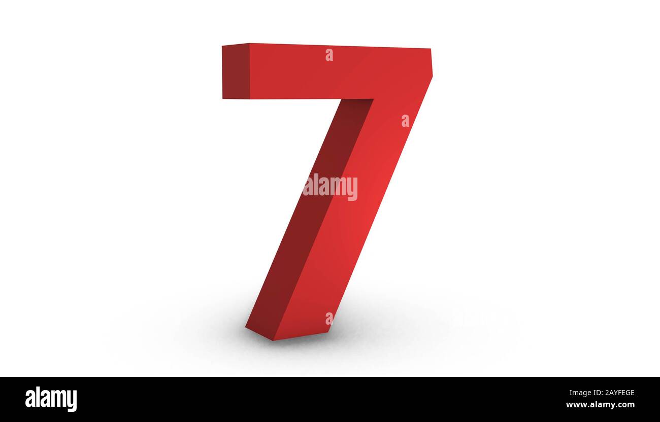 3D Shiny Red Number Seven 7 Isolated on White Background Stock Photo ...