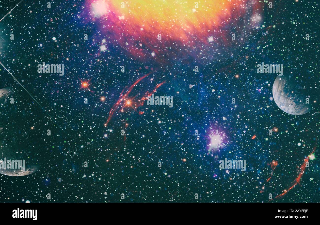 Deep space art. Abstract illustration of universe. Galaxies, nebulas ...