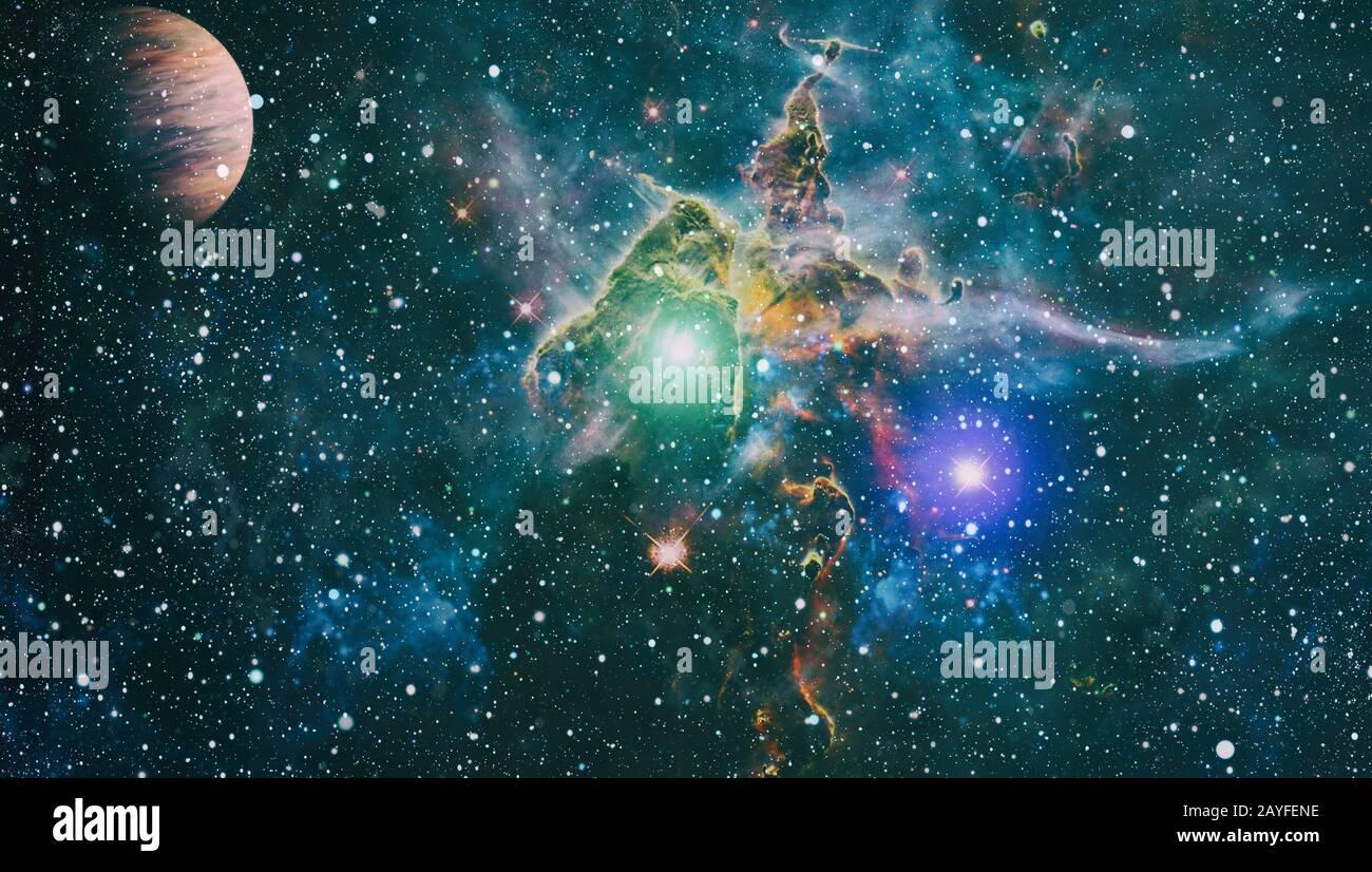 Star particle motion on black background, starlight nebula in galaxy at ...