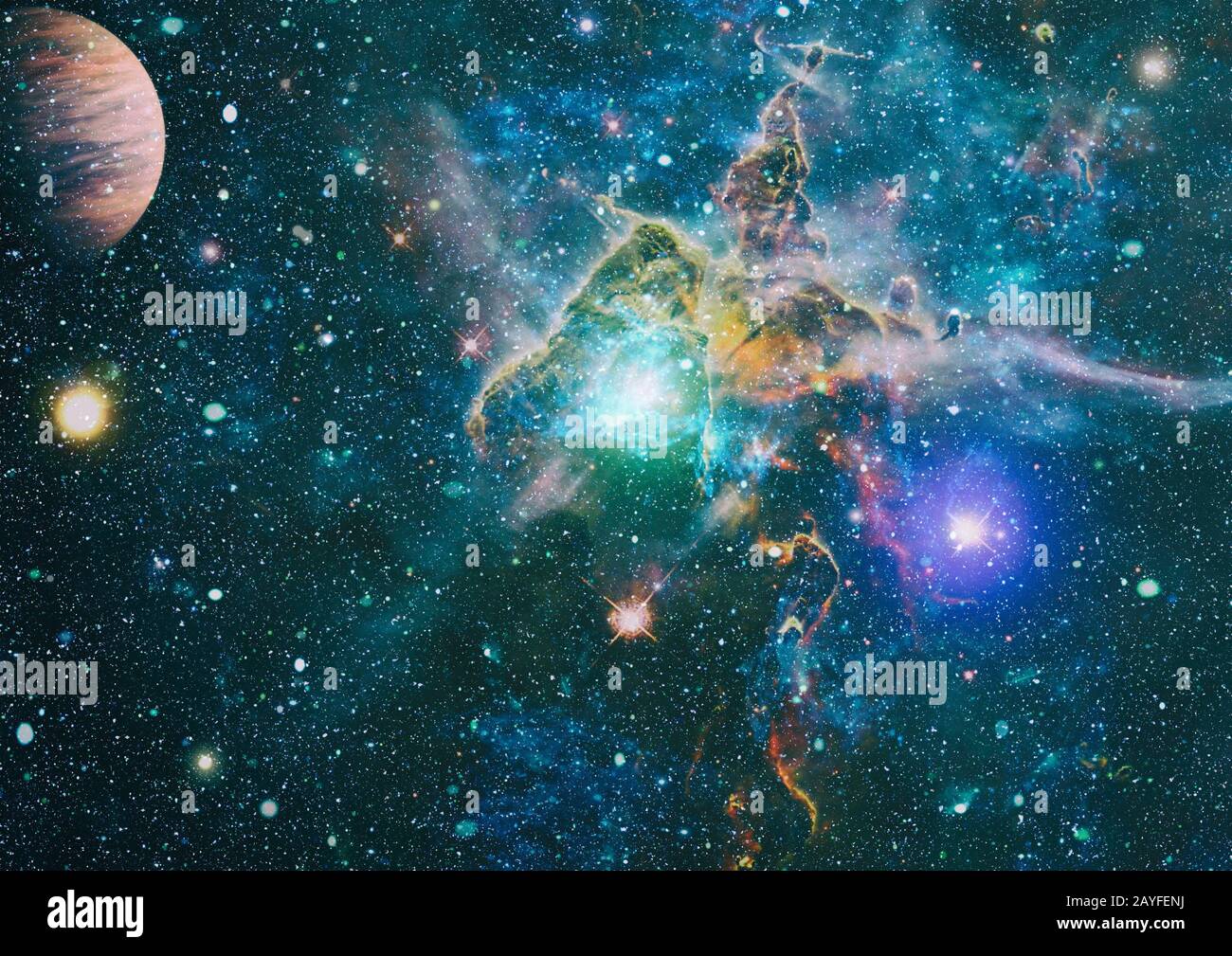 Space background with red nebula and stars. Elements of this image ...