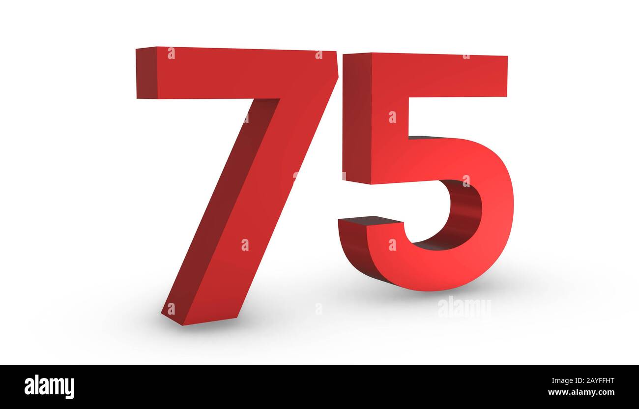 3D Shiny Red Number Seventy Five 75 Isolated on White Background Stock ... 3D Shiny Red Number Seventy Five 75 Isolated on White Background Stock ...