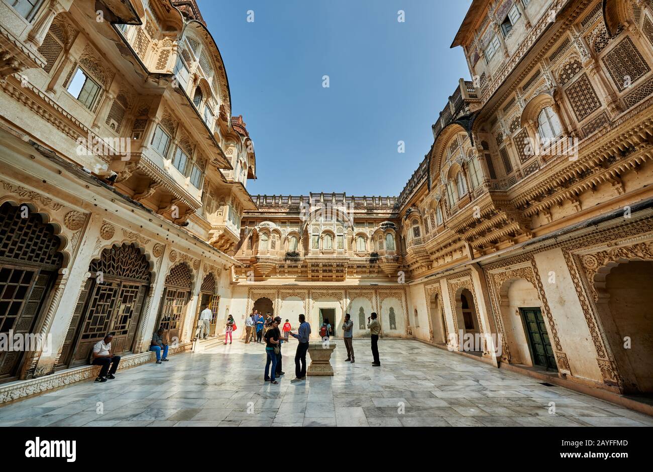 inner courtyard of Mehrangarh Fort, Jodhpur, Rajasthan, India Stock ...
