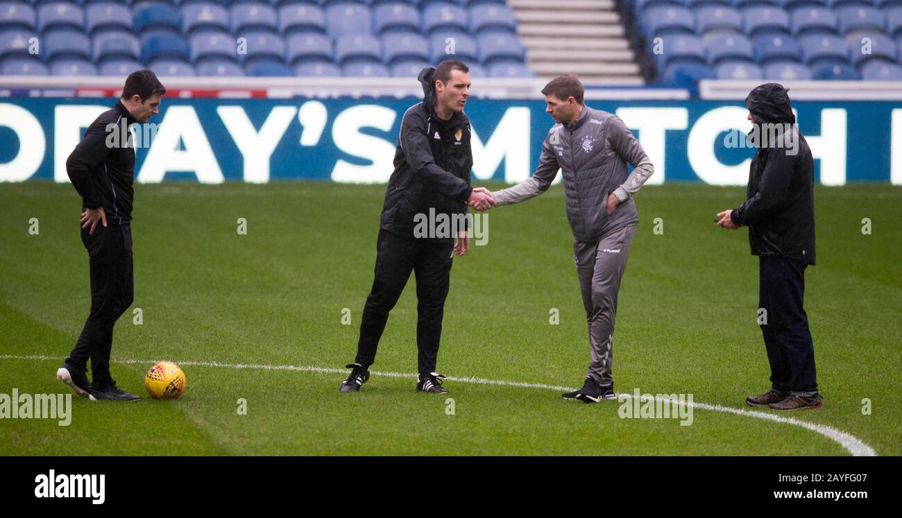 Rangers manager Steven Gerrard shakes hand with referee Euan Anderson ...