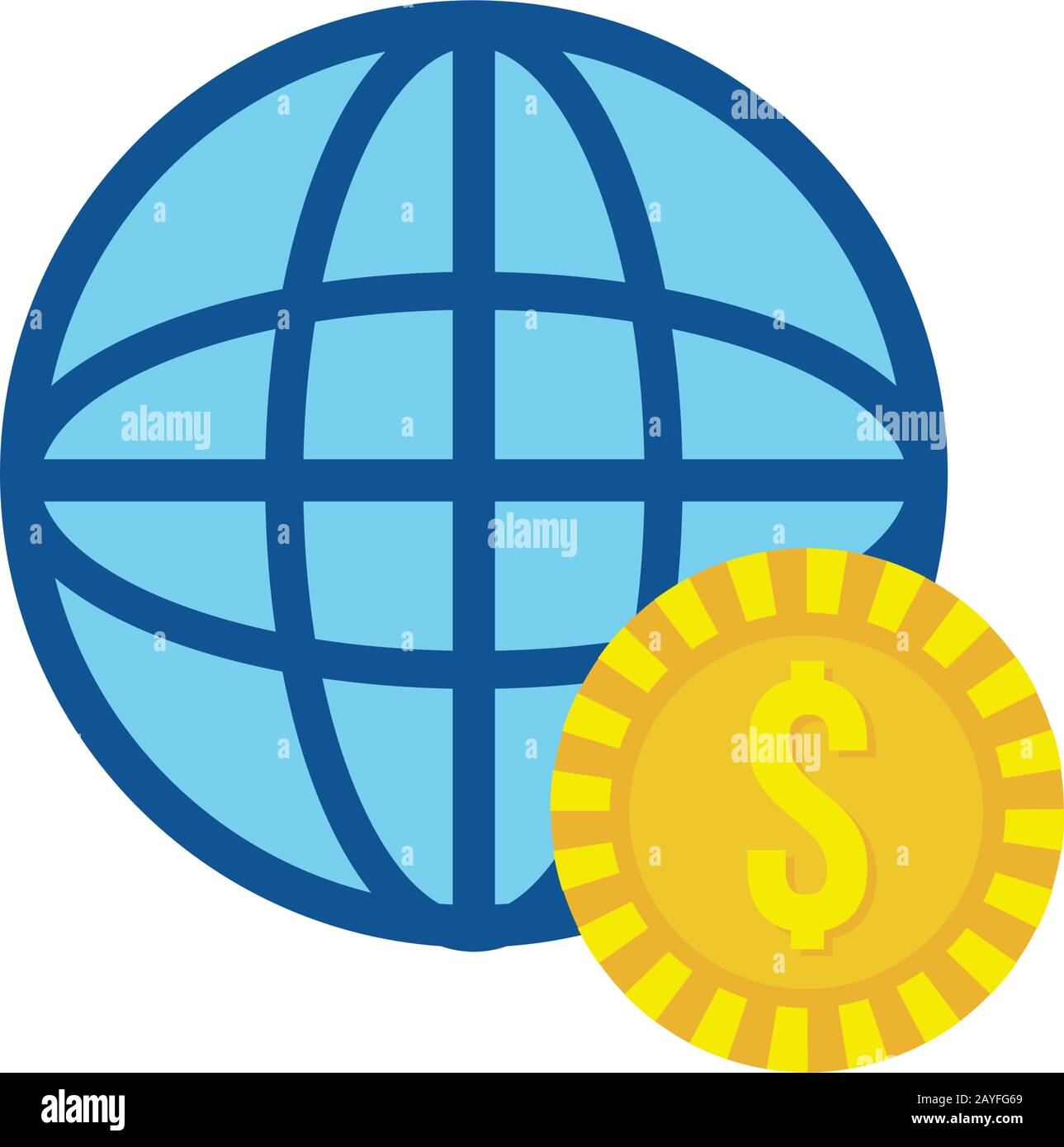 coin money dollar with sphere planet flat style Stock Vector Image ...