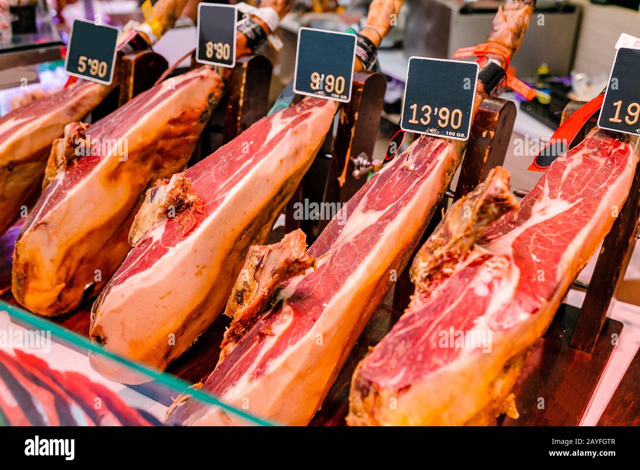 Traditional Spanish pork ham gourmet delicatessen Stock Photo - Alamy