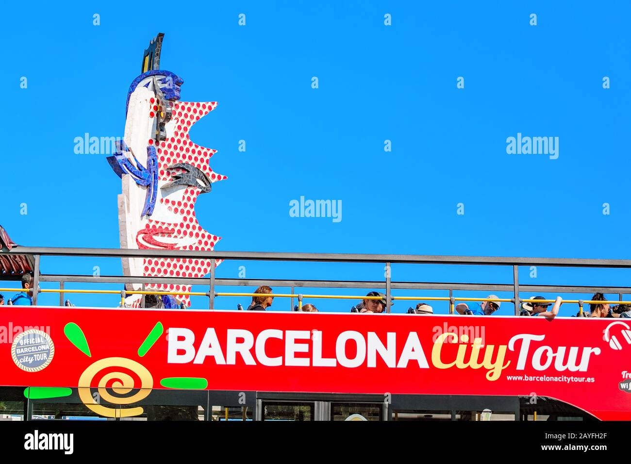 12 JULY 2018, BARCELONA, SPAIN: Face of Barcelona Head sculpture ...