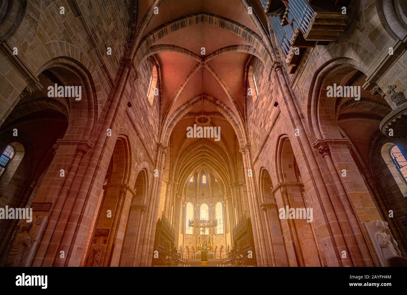 Interior of grand cathedral in Germany, Europe. Old european ...