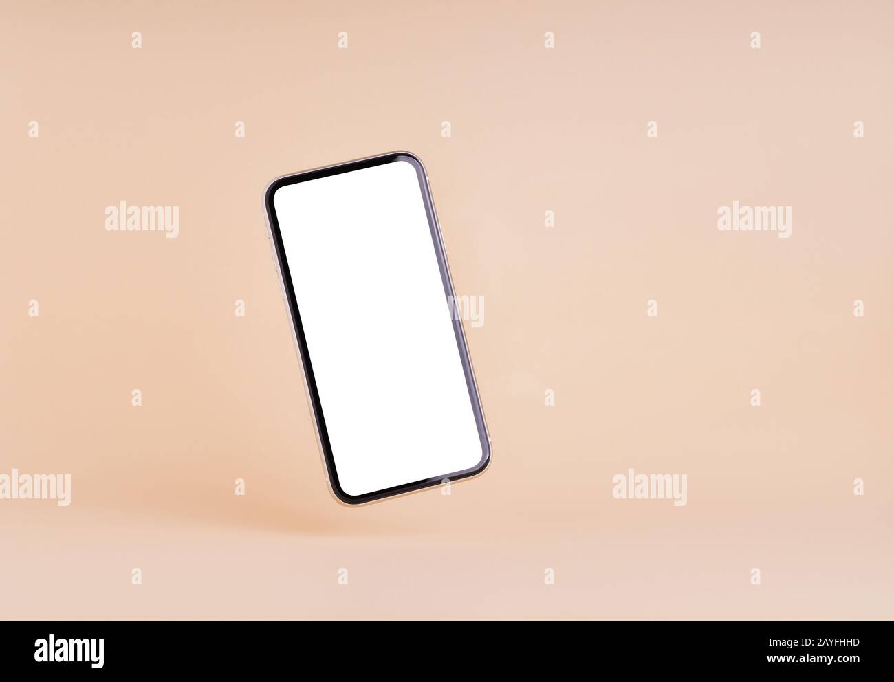 smart phone blank screen on cream color background Stock Photo - Alamy