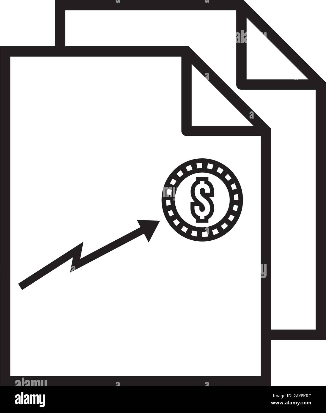 paper financial document with coin and arrow line style Stock Vector ...